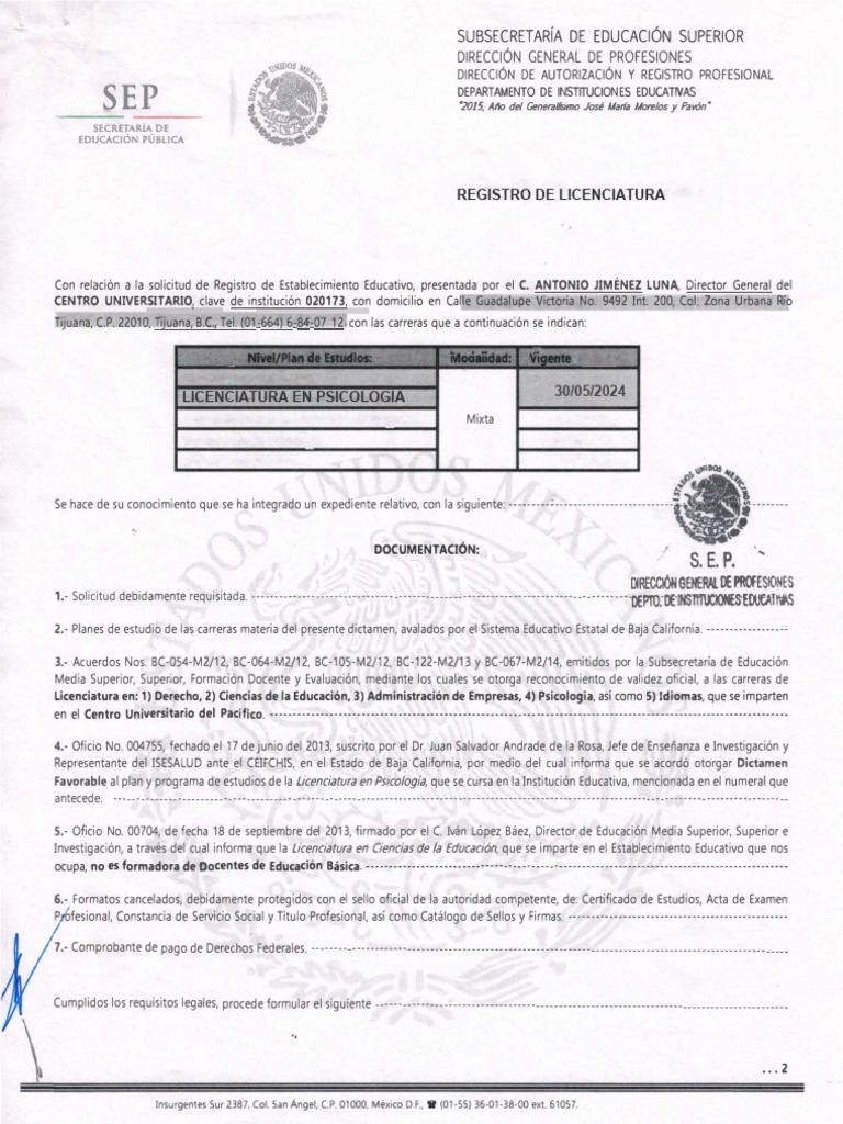 Registro Ante DGP | PDF