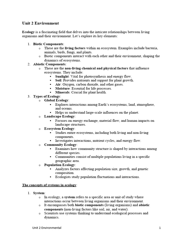 Unit 2 Environment Science | PDF | Ecosystem | Grassland