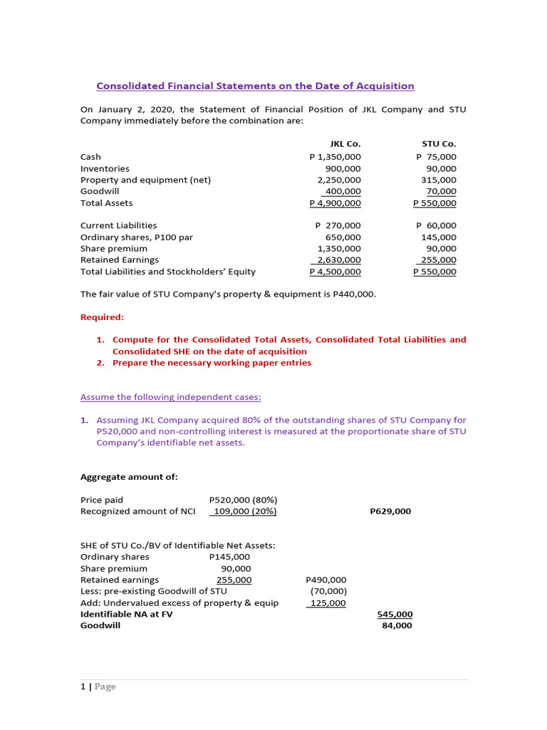 Module 2 3 Illustrative Problem 1 | PDF | Goodwill (Accounting) | Investing