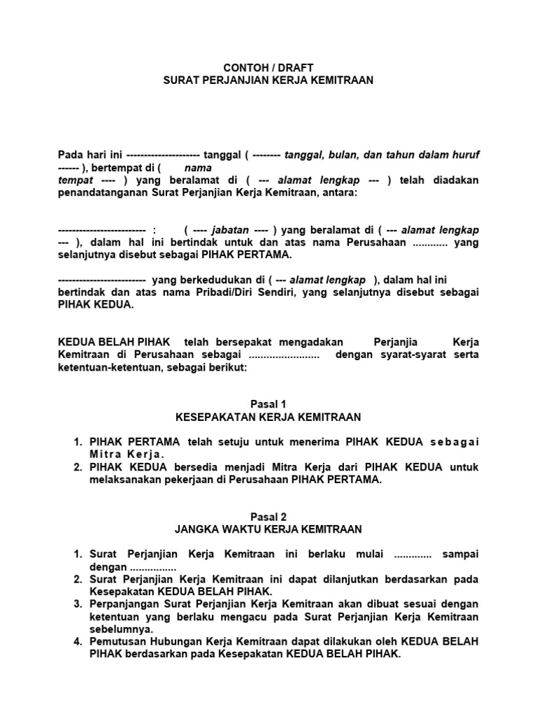 Contoh MoU Kemitraan | PDF