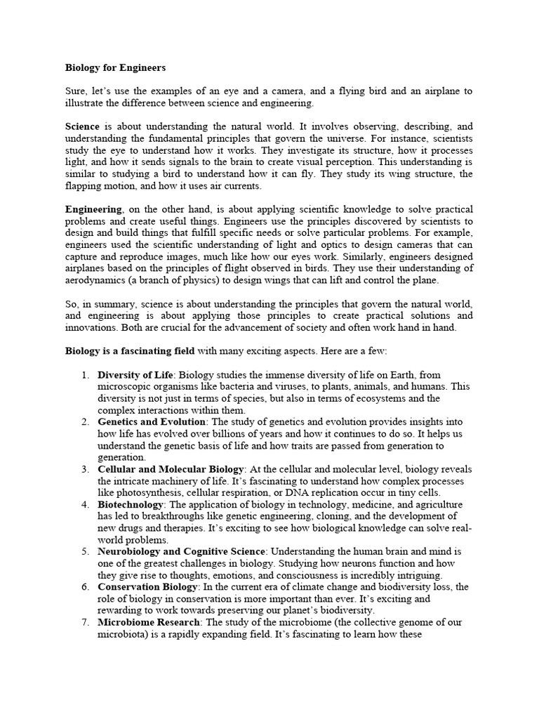 Biology for Engineers notes | Download Free PDF | Brownian Motion ...