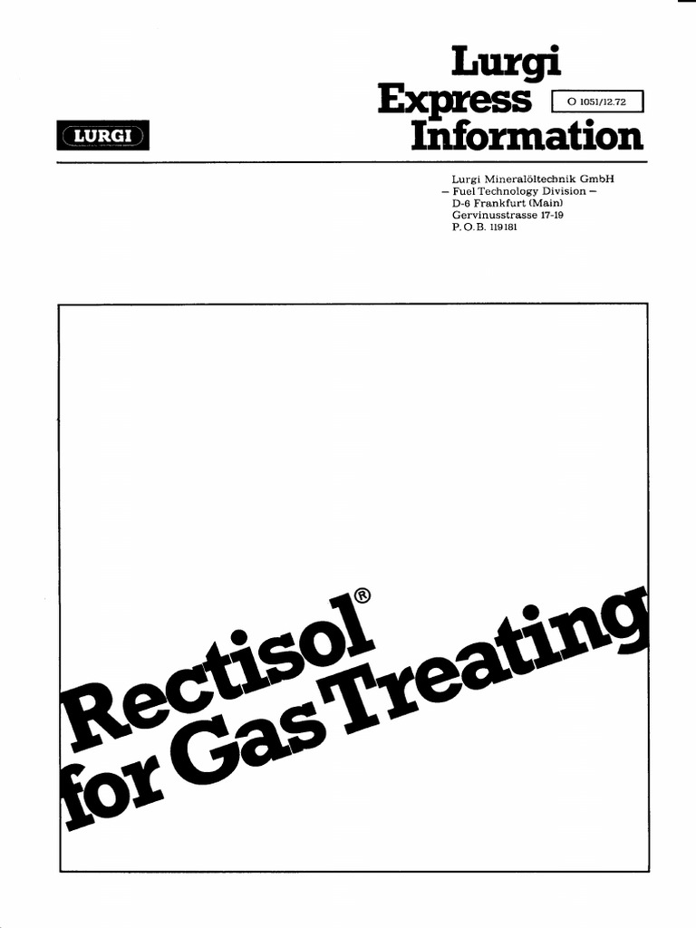 Lurgi Rectisol Gas Treatment | PDF