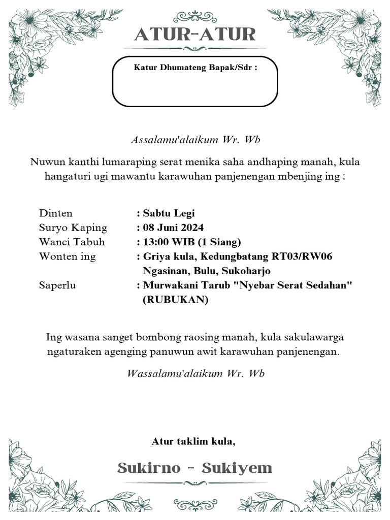 Atur Atur Rubukan | PDF