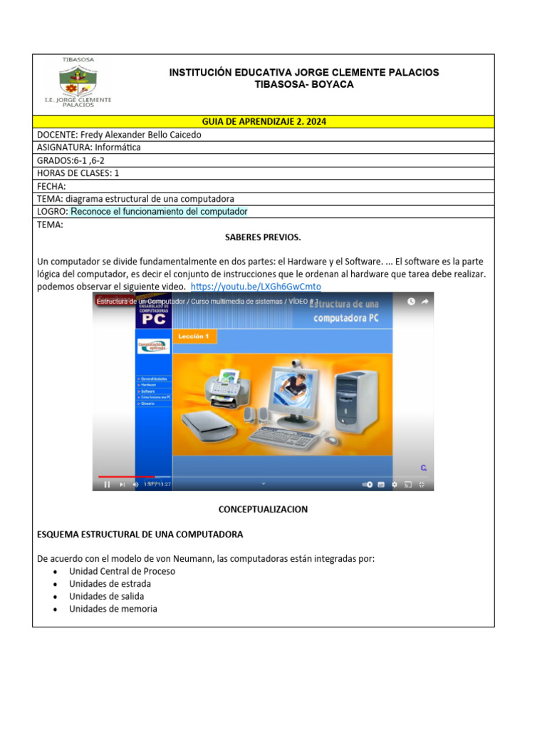 2 GUIA Informatica 6. 2024 | PDF | Hardware de la computadora | Periférico