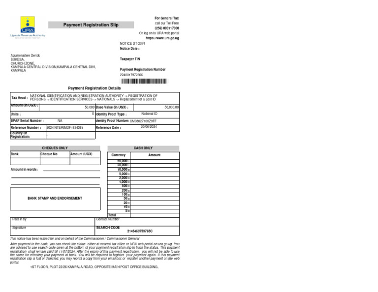 NIRA Payment 1 | PDF | Payments | Cheque