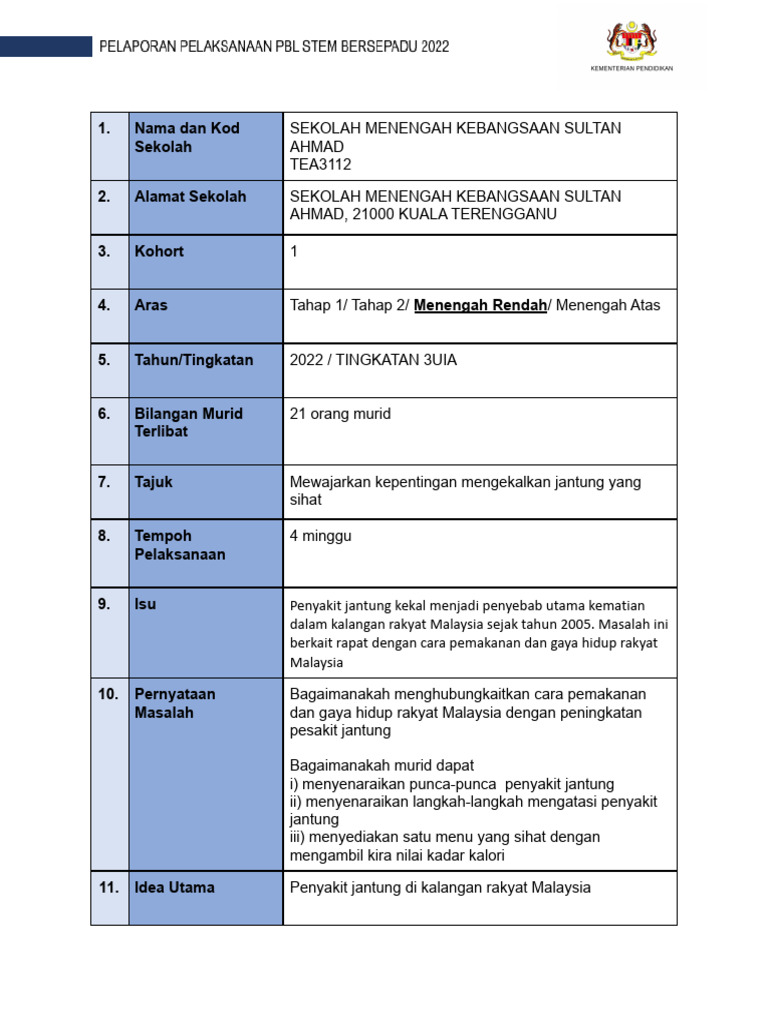 CONTOH RPH PBL | PDF