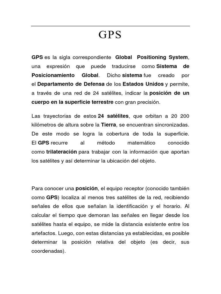 Funcionamiento del Sistema GPS | PDF | Sistema de Posicionamiento Global