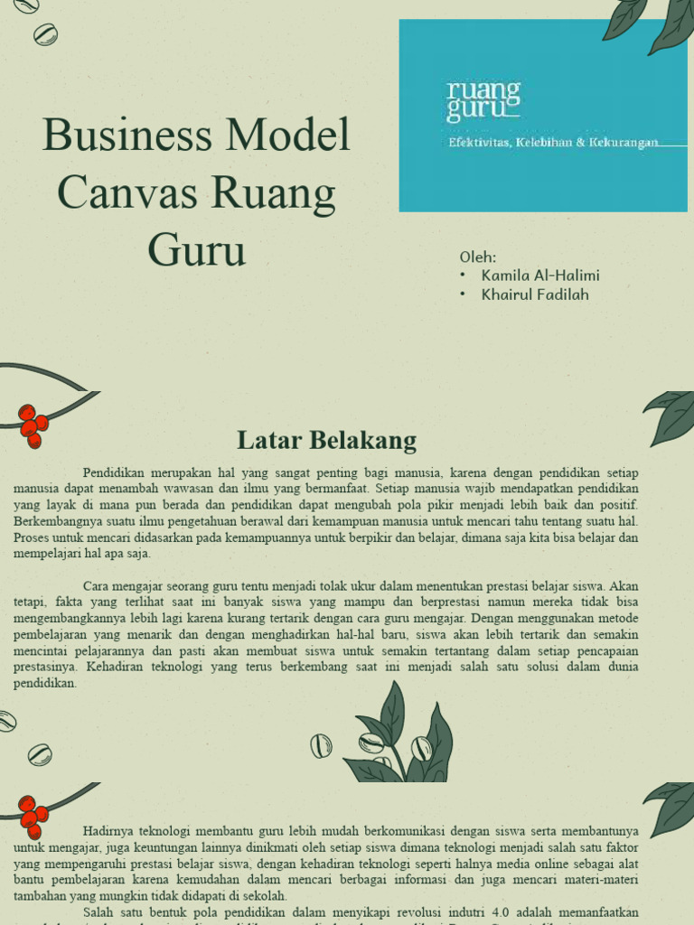 Business Model Ruang Guru: Pendidikan Digital | PDF | Karier & Perkembangan