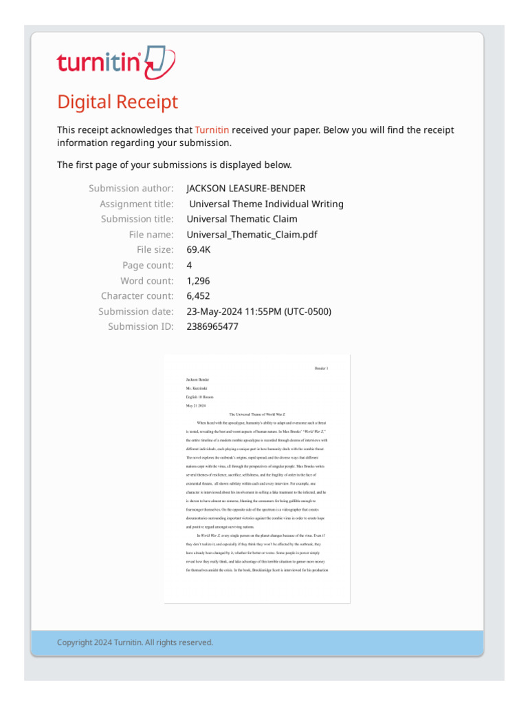 Receipt - Universal Thematic Claim | PDF | Law