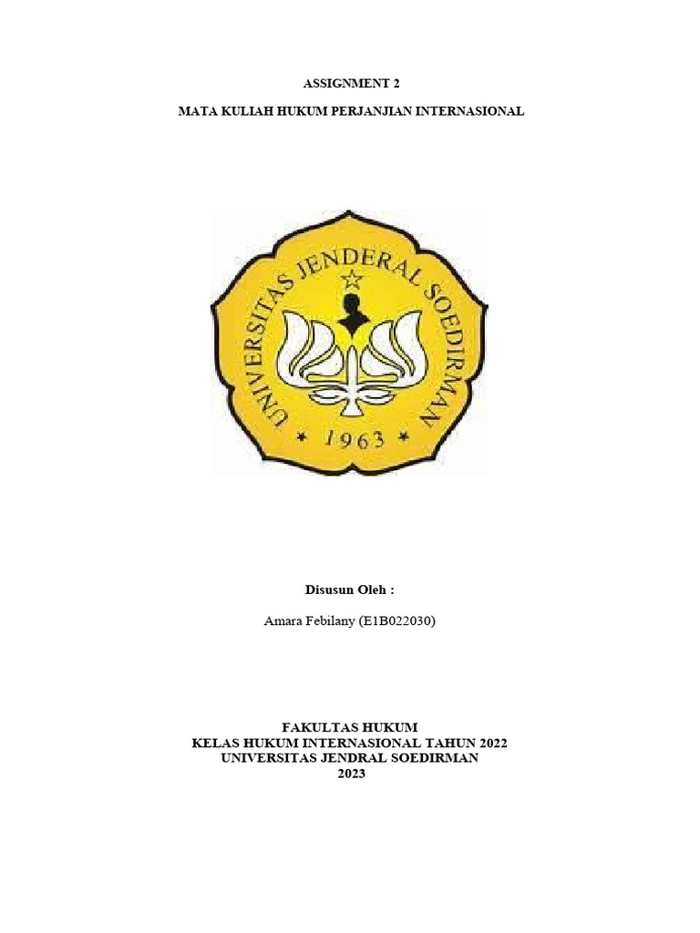 Assignment 2 Perjanjian Inter (Semester 3) | PDF | Treaty | International Law