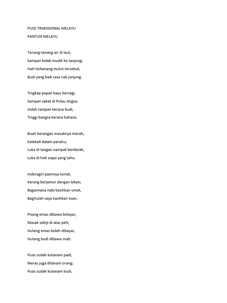 Puisi Tradisional Melayu | PDF