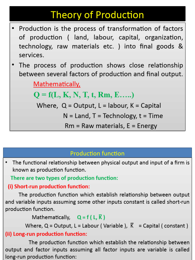 Theory Of Production Pdf Production Function Long Run And Short Run