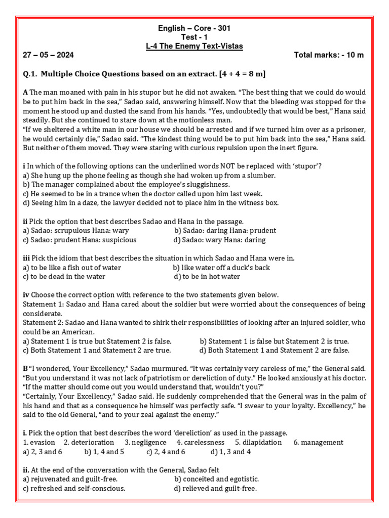 CH-4-The Enemy Test | PDF | History