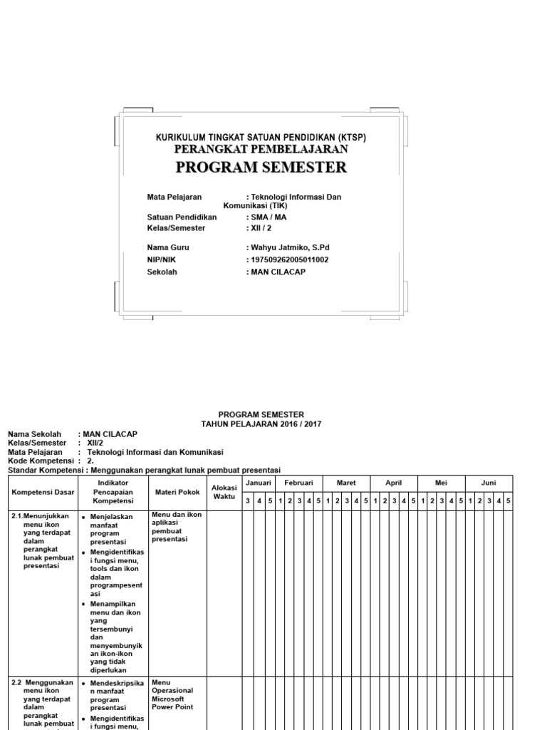 Program Semester Tik Kelas Xii SMT 2 | PDF