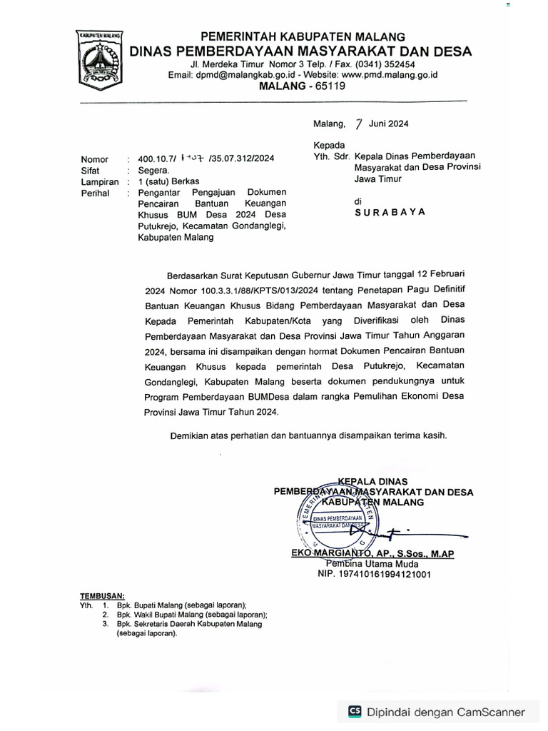 Surat Pengantar Kab. BKK | PDF