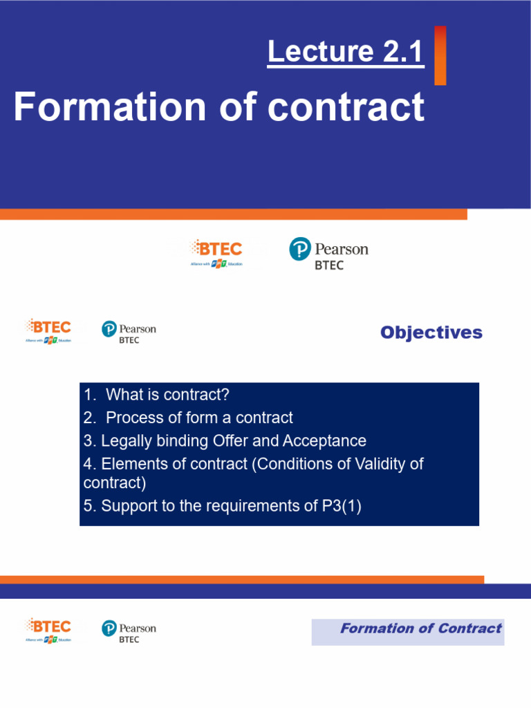 Lecture 2.1 - Formation of Contract | PDF | Offer And Acceptance ...