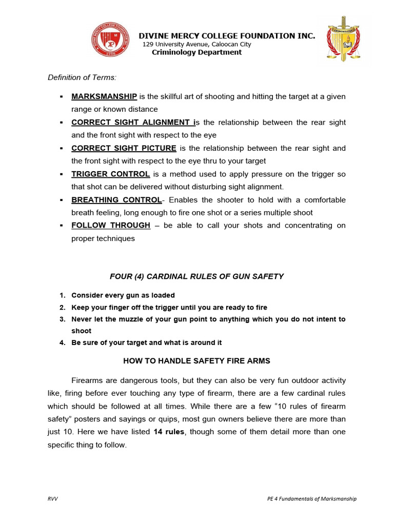 Fundamentals of Markmanship | PDF | Trigger (Firearms) | Shooting