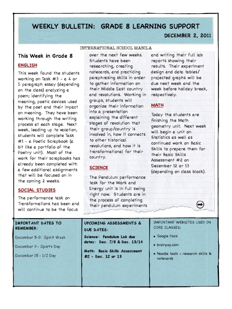 Grade 8 Weekly Learning Update | PDF | Study Skills | Poetry