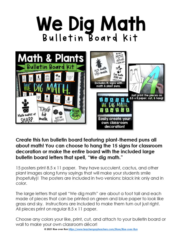 We Dig Math: Bulletin Board Kit | PDF | Home & Garden