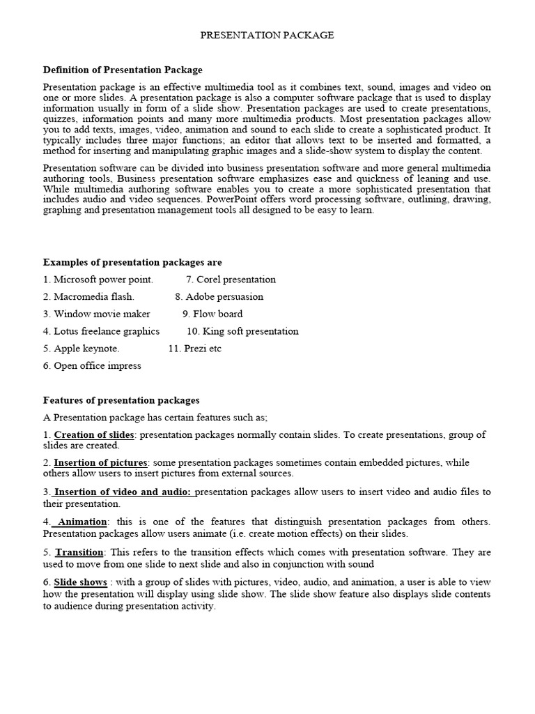 Presentation Package SS1 | Download Free PDF | Microsoft Power Point ...