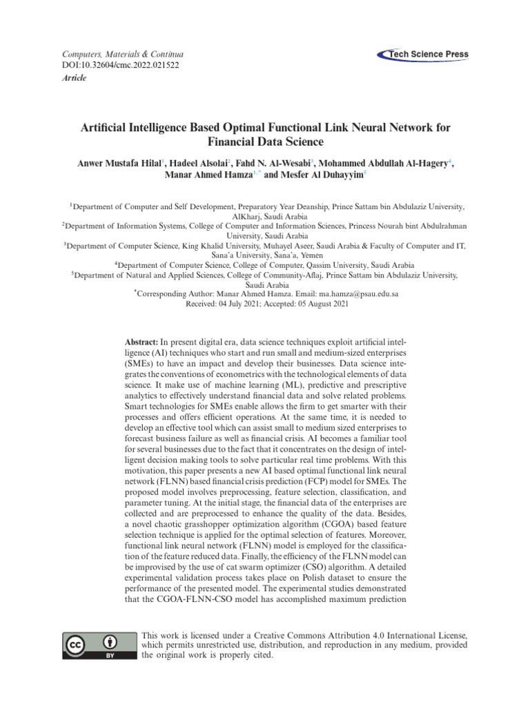 Artificial Intelligence Based Optimal Functional Link Neural Network For Financial Data