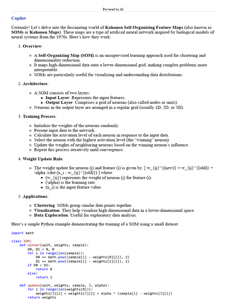Kohonen Self Organizing Feature Map Algorithm Pdf Statistical Classification Applied