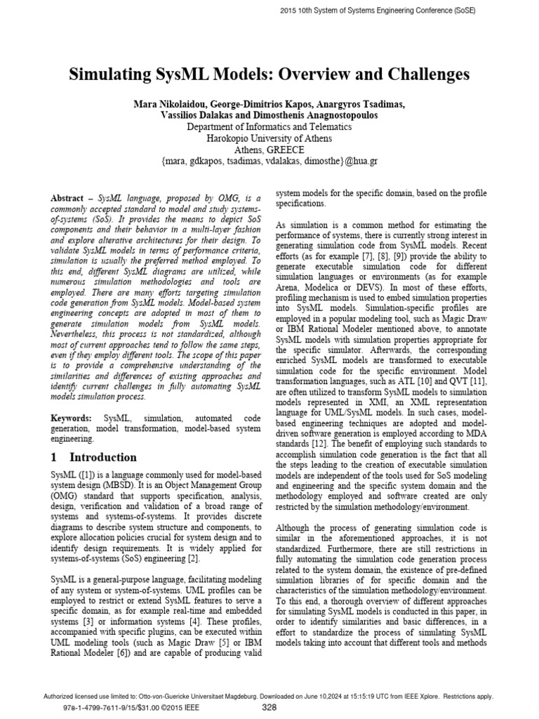 Simulating SysML Models Overview and Challenges | PDF | Conceptual Model | System
