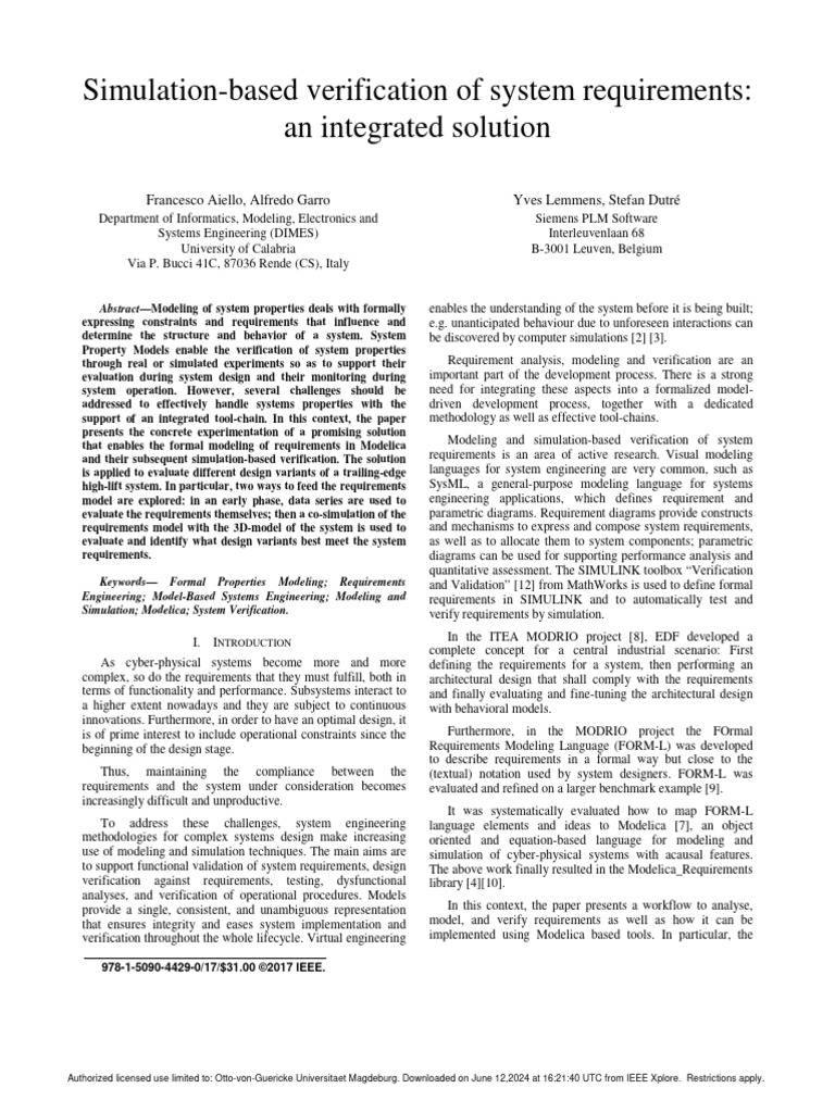 3 Simulation-Based - Verification - of - System - Requirements - An - Integrated - Solution ...