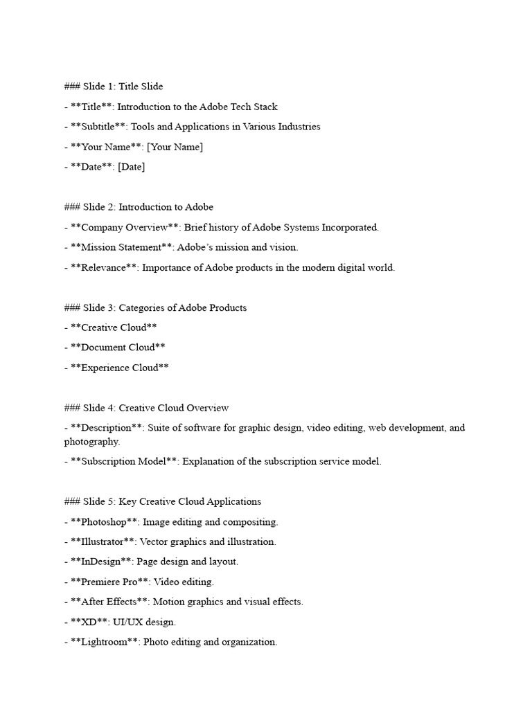Adobe Stack Overview PPT Structure | PDF | Analytics | Adobe Photoshop