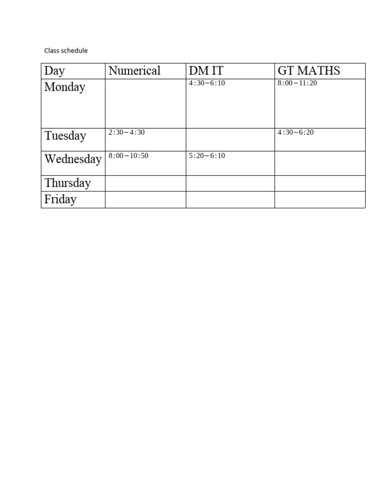 Class Schedule | PDF