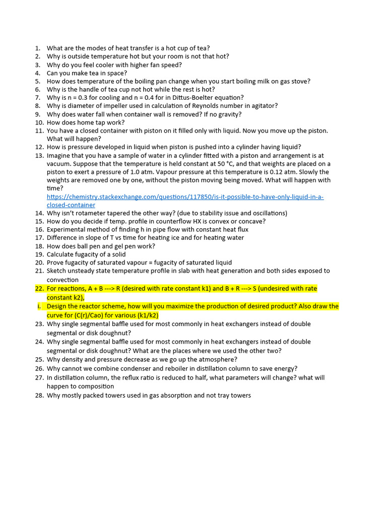 Tricky Questions to ponder | PDF | Distillation | Liquids