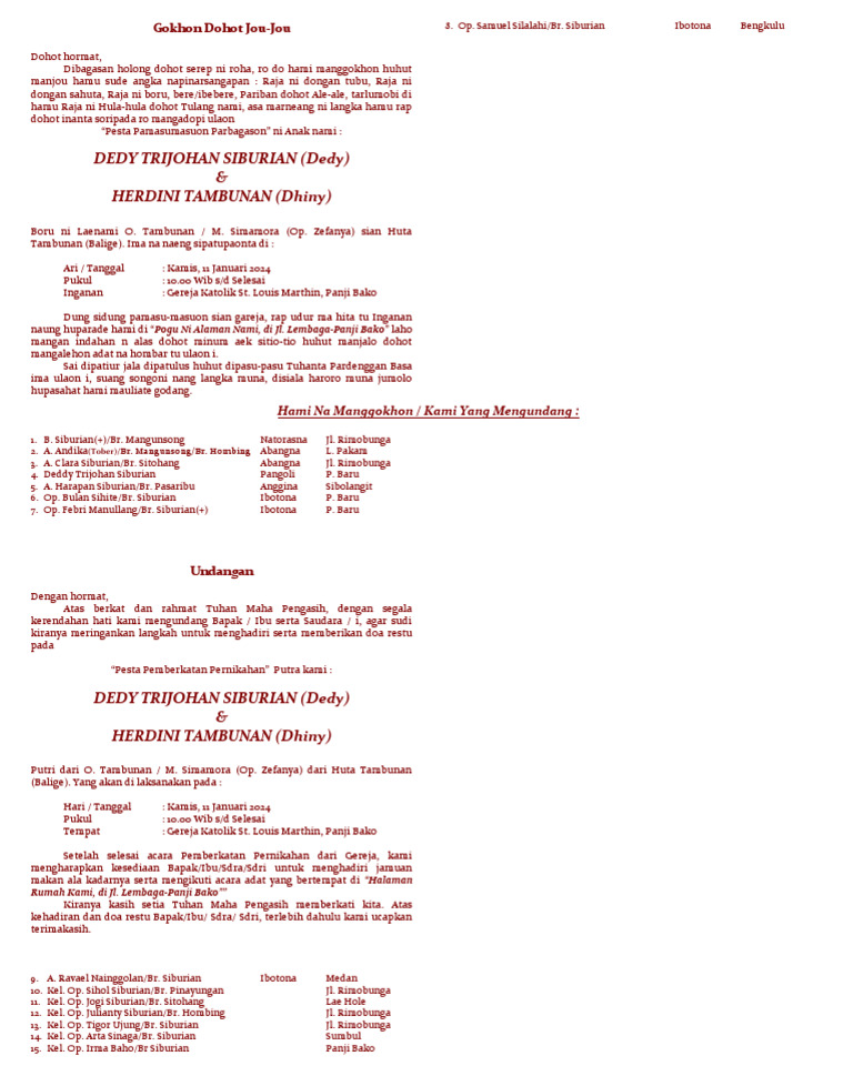 Undangan Dedy & Herdini | PDF