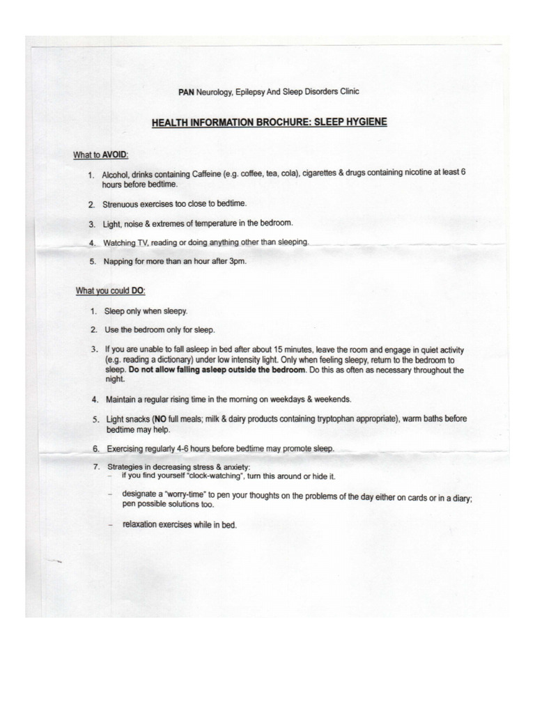 Sleep Hygiene Pdf