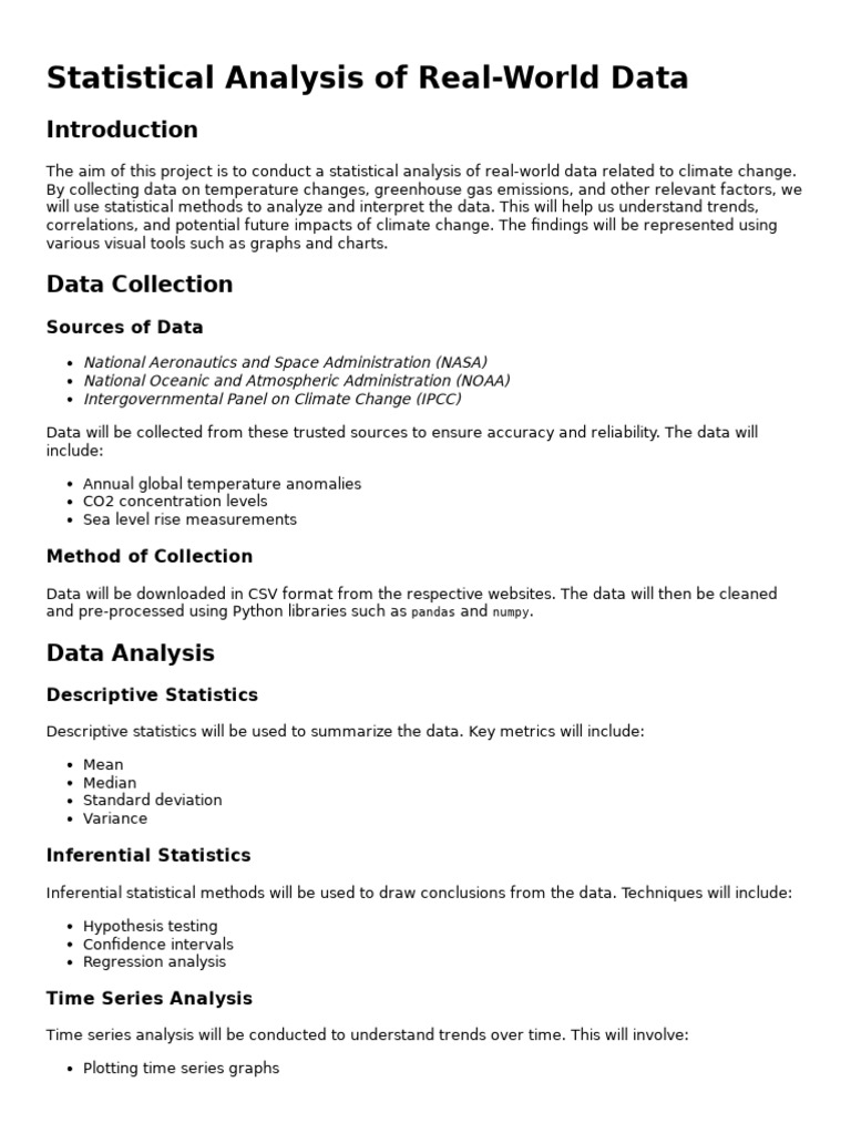 Climate Change Data Analysis Report | PDF | Statistics | Time Series
