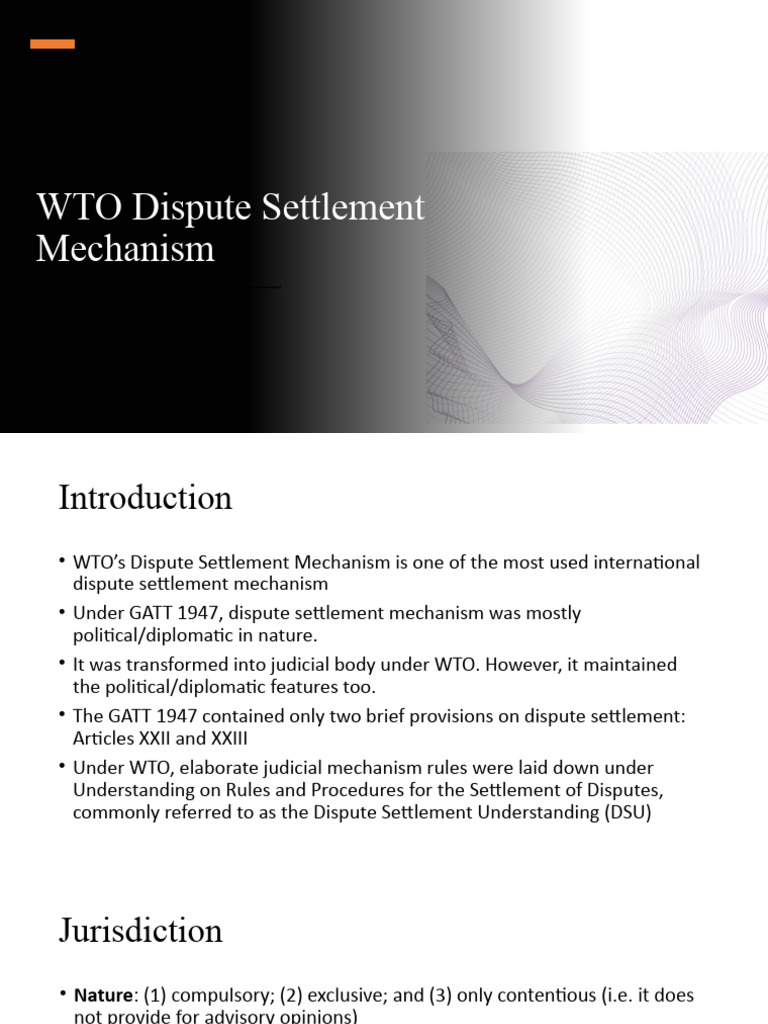 WTO Dispute Settlement Mechanism | PDF | World Trade Organization ...