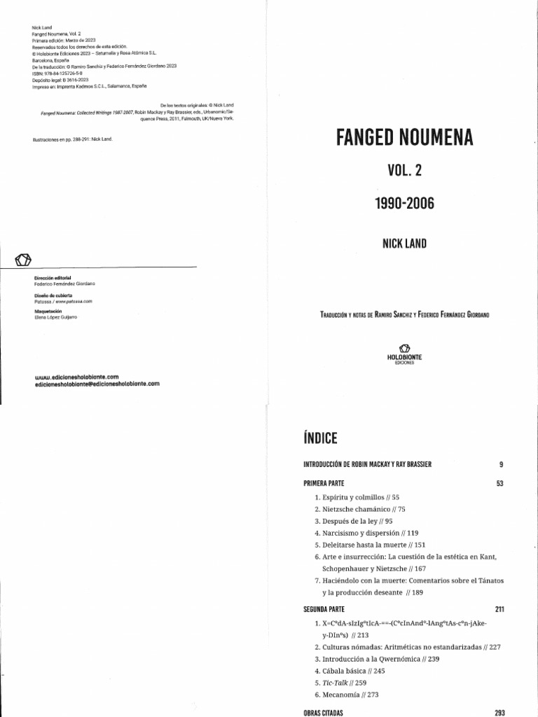 Land, Nick - Fanged Noumena, Vol. 2 (Libro Abierto) | PDF
