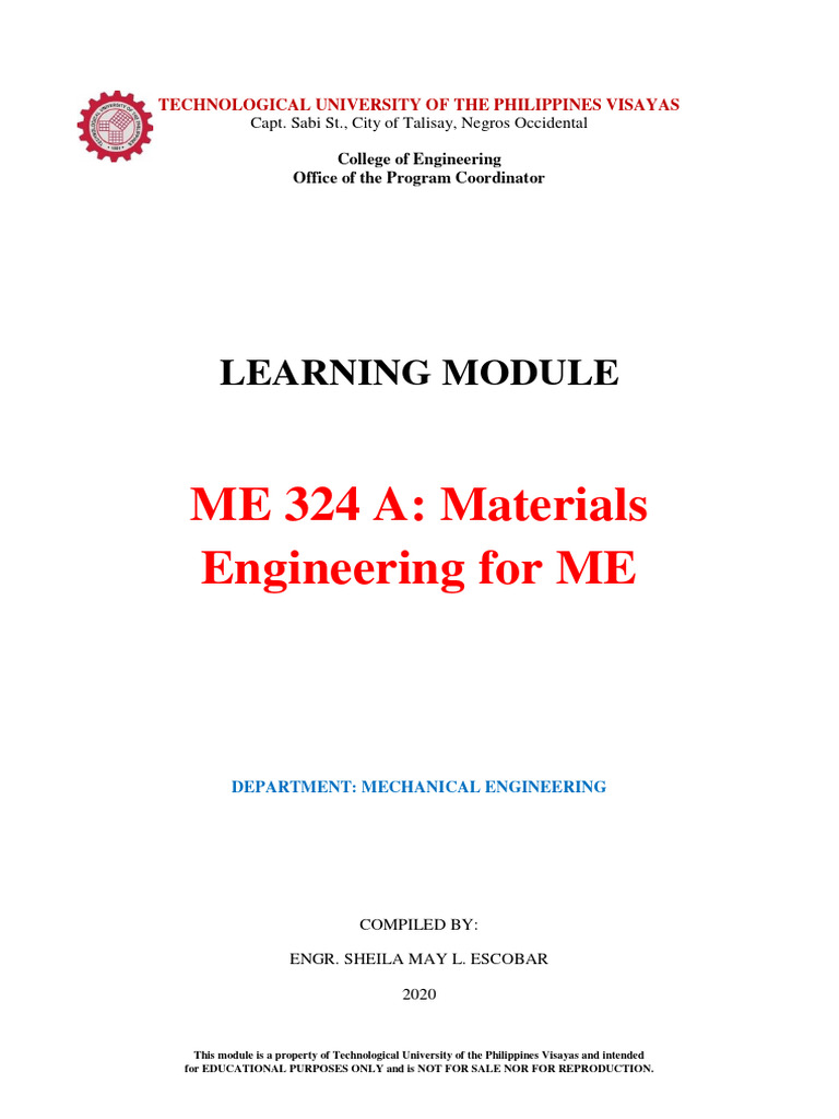 ME 324 A Materials Engineering For ME WEEK 9 13 | PDF | Natural Gas | Materials Science