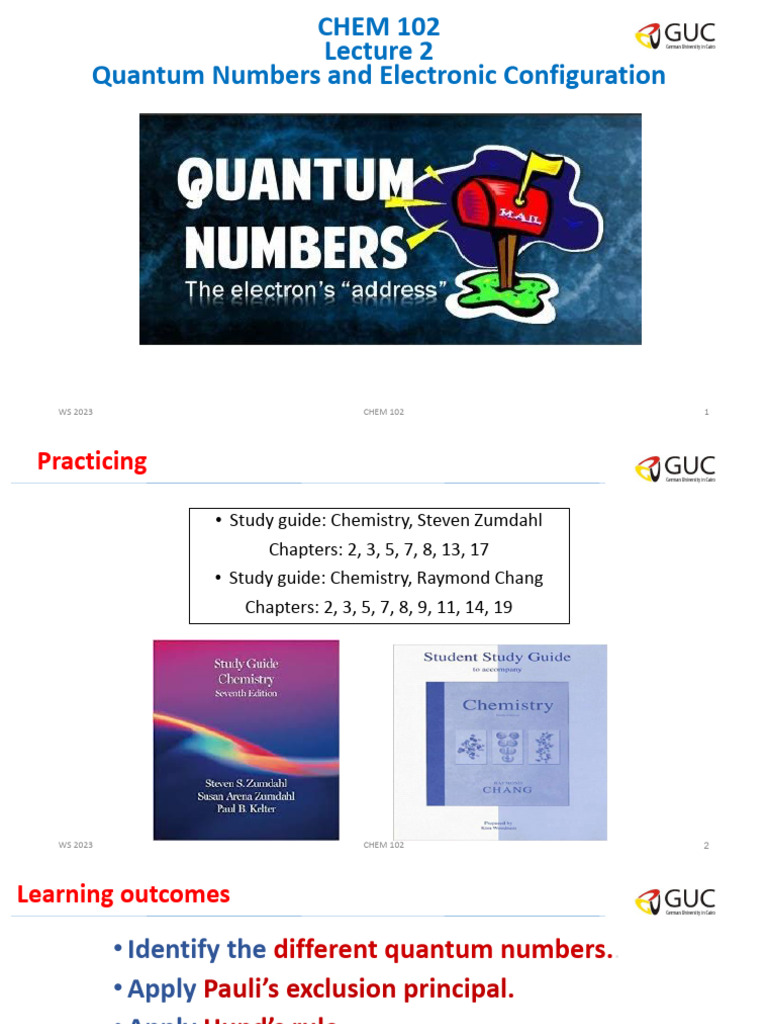 Lecture 2 Slides Pdf Atomic Orbital Electron Configuration