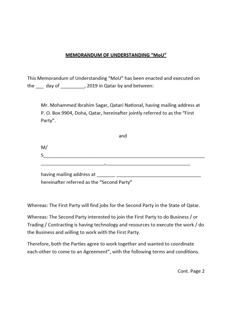 Memorandum of Understanding | PDF | Qatar | Arbitration