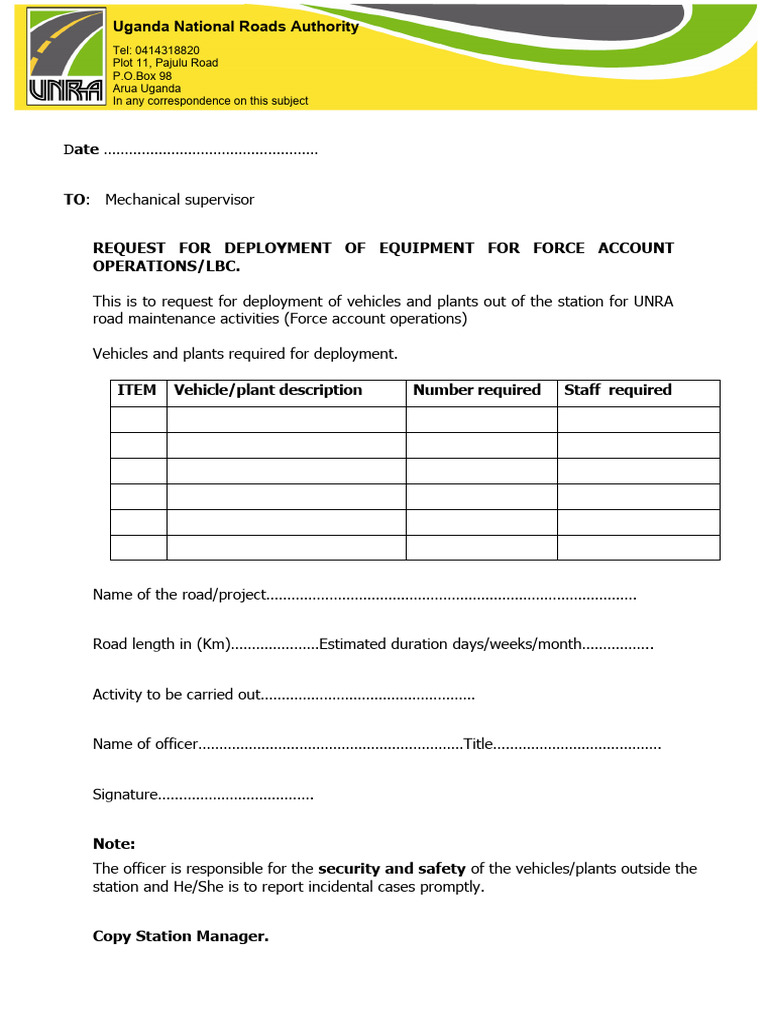 Equipment and Staff Deployment Template | PDF | Technology & Engineering