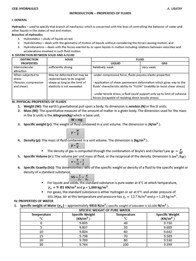 Ce8 Introduction | PDF | Fluid | Liquids