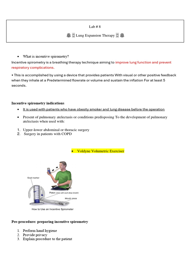 Lung Expansion Therapy Lab | PDF | Lung | Clinical Medicine
