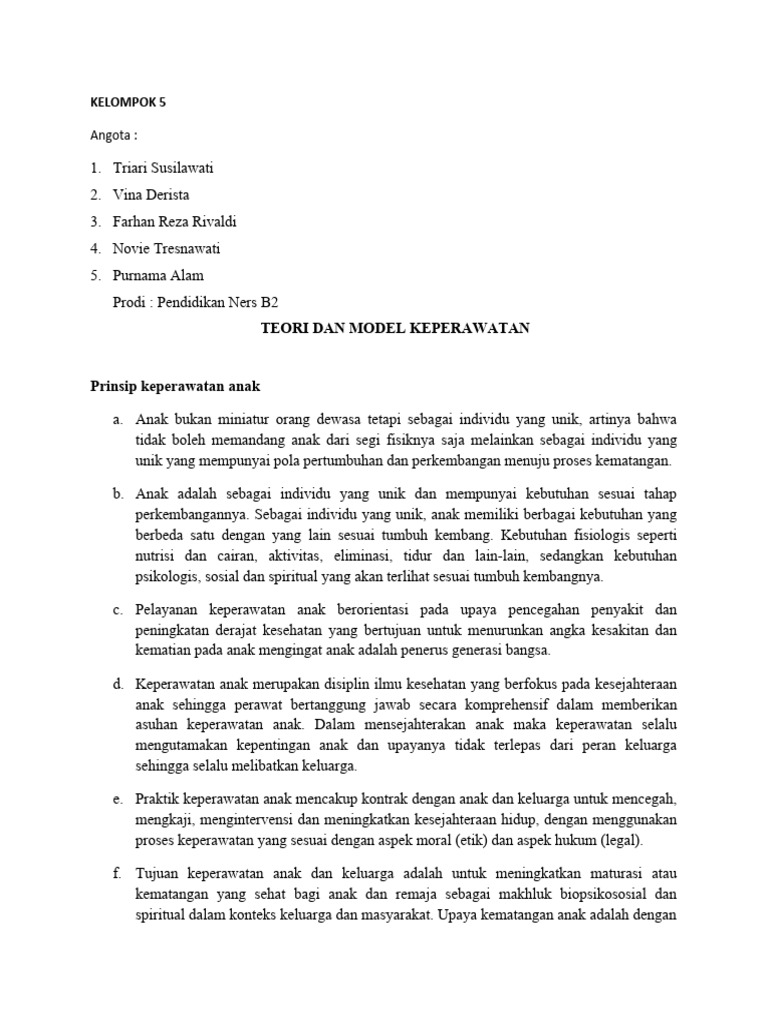 Teori Model Kep Anak Kel. 5 | PDF | Pengembangan Diri