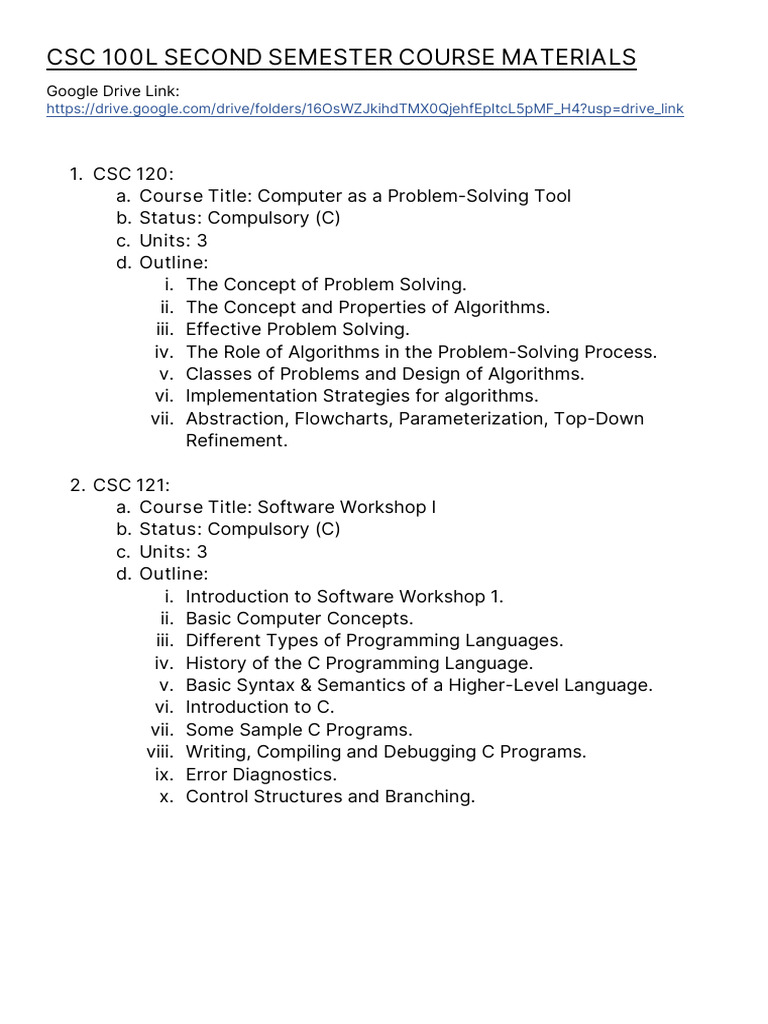 CSC 100L Second Semester Course Guide | PDF | Euclidean Vector | Derivative
