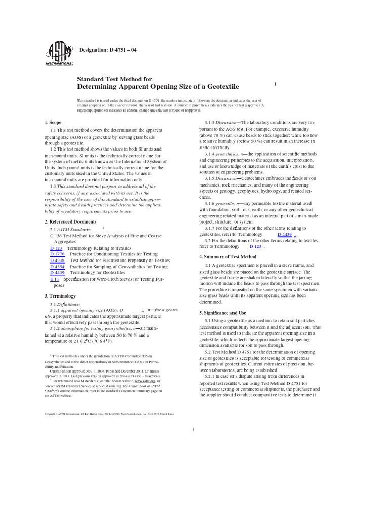 ASTM D4751-04 | Download Free PDF | Geotechnical Engineering ...