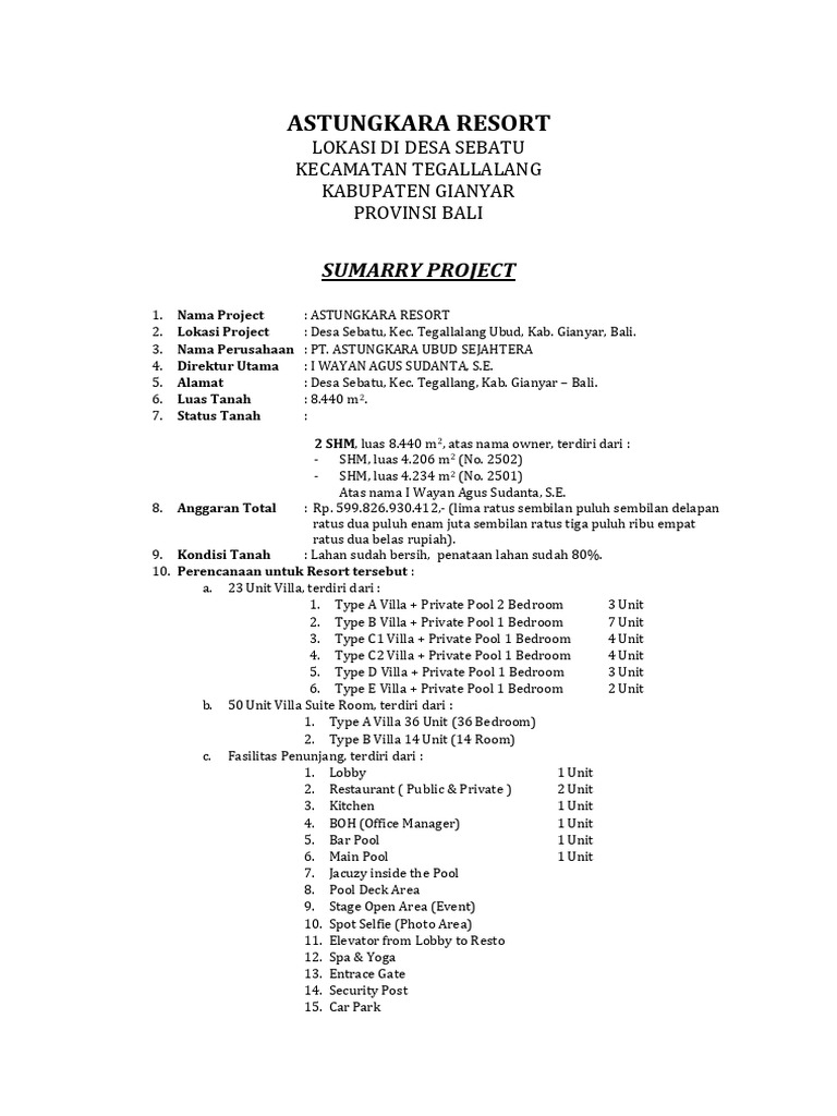 Astungkara Resort Summary | PDF