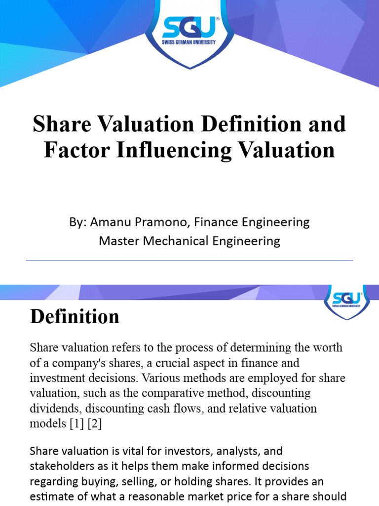 Share Value Definition | PDF | Valuation (Finance) | Discounted Cash Flow