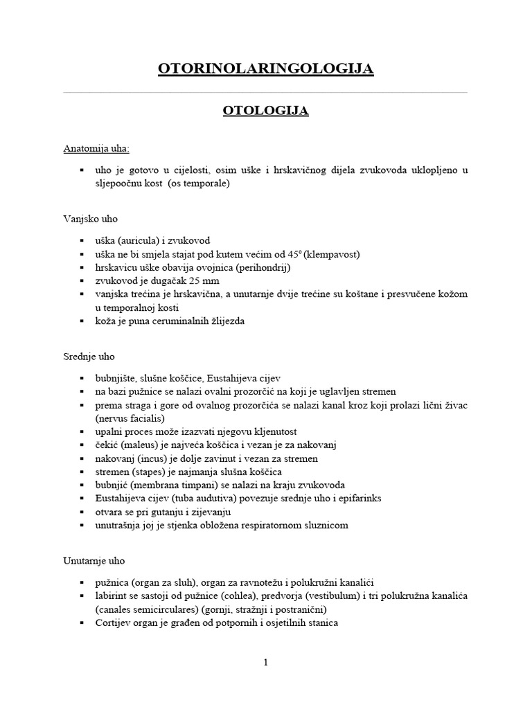 ORL Moja Skripta (Bitno Izvučeno Iz Knjige) | PDF