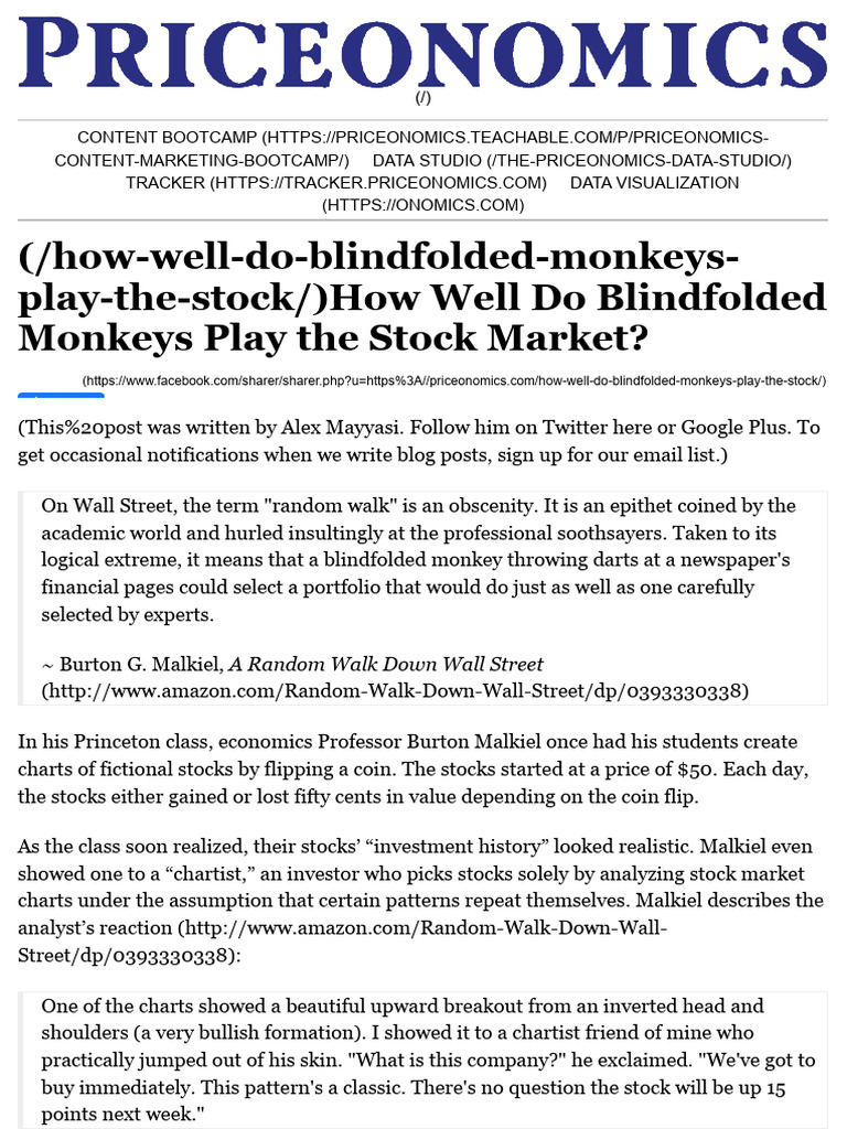 Blindfolded Monkeys vs. Stock Market | PDF | Investing | Stocks
