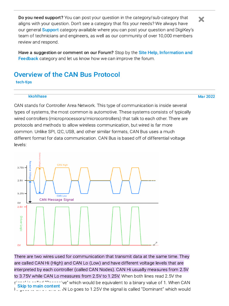 Overview of The CAN Bus Protocol - Embedded - Electronic Compone | PDF ...
